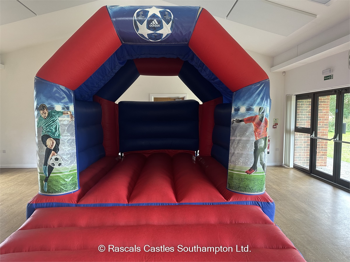 Red & Blue Football Castle - Bouncy Castle Hire & Soft Play Hire ...